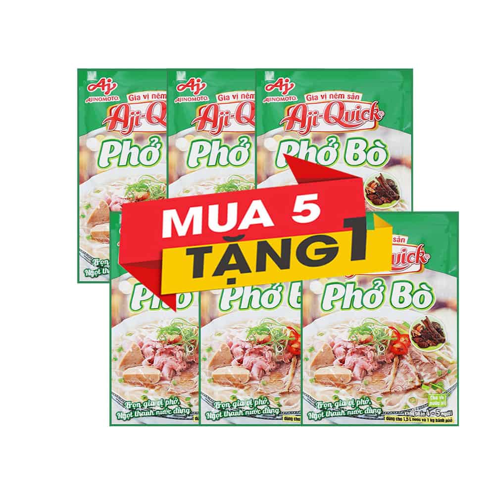 [Mua 5 tặng 1] Set 6 gói gia vị nêm sẵn nấu phở bò Aji-Quick 57g - TOLIO