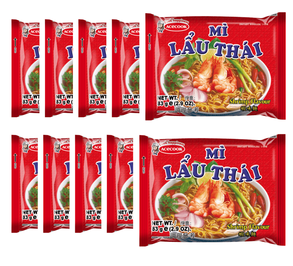 Set 10 gói mì Lẩu Thái tôm 83g - TOLIO